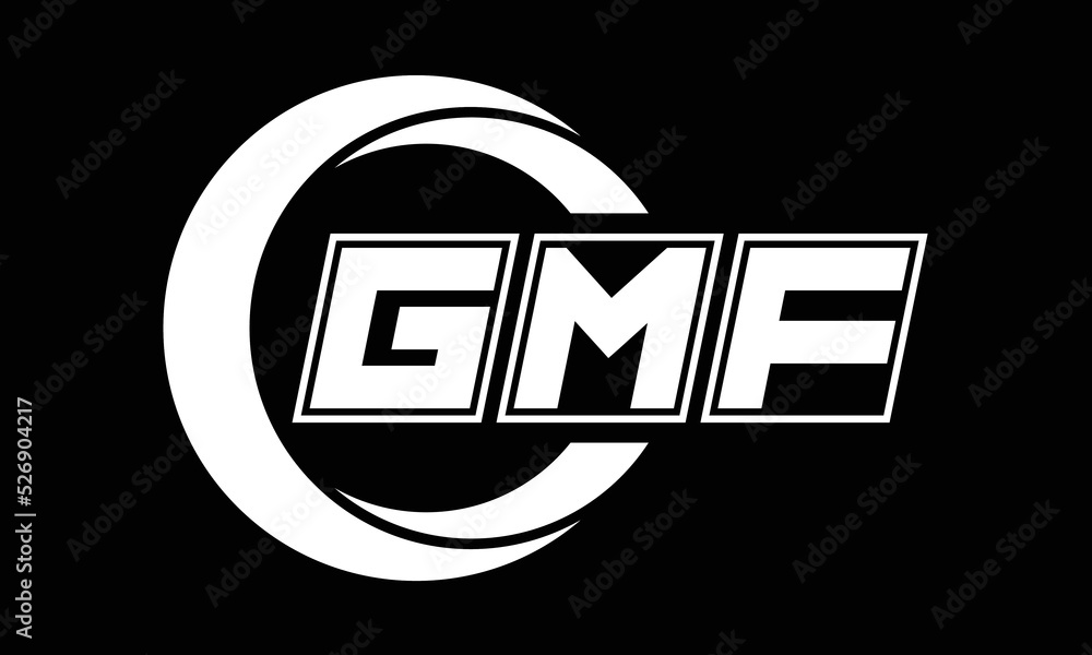 GMF three-letter circle logo design. custom font black and white logo ...