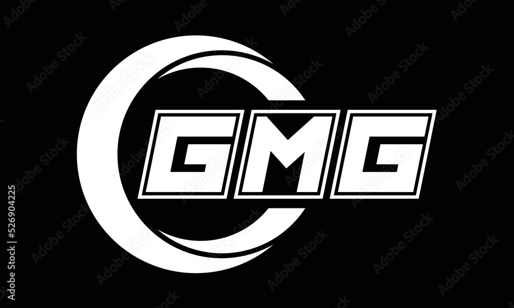 GMG three-letter circle logo design. custom font black and white logo ...