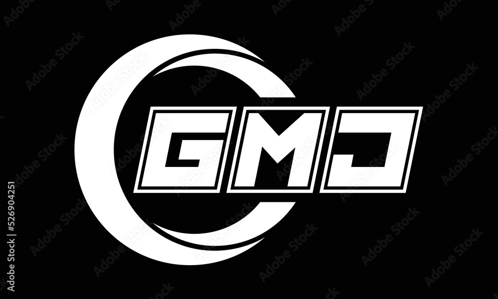 GMJ three-letter circle logo design. custom font black and white logo ...