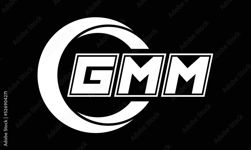 GMM three-letter circle logo design. custom font black and white logo ...