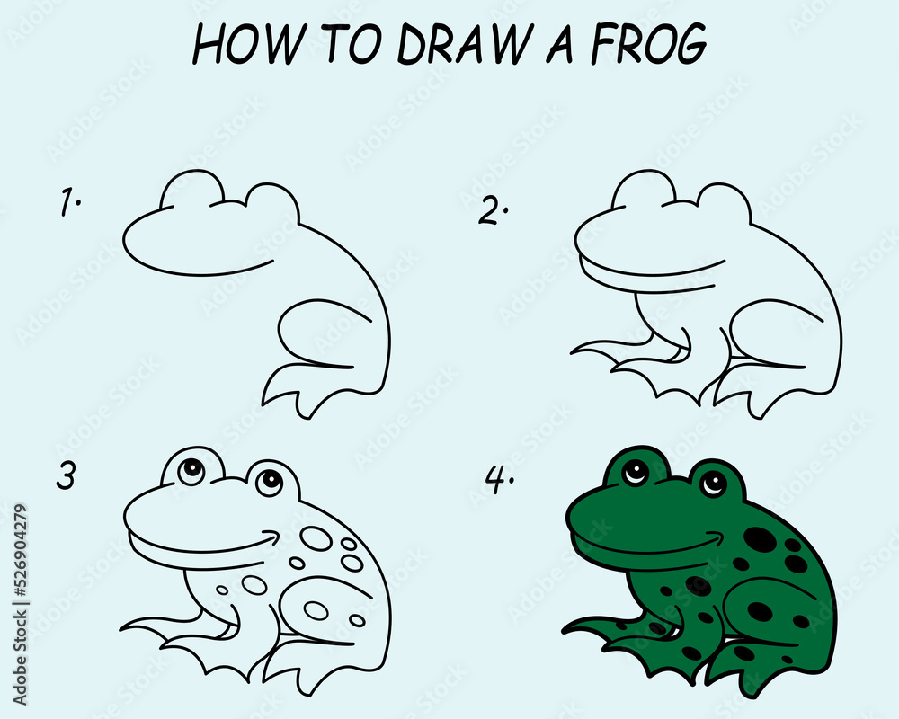 Step by step to draw a Frog. Drawing tutorial a Frog. Drawing lesson ...