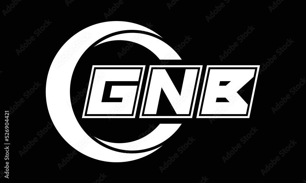 Gnb Three Letter Circle Logo Design Custom Font Black And White Logo Vector Template Abstract