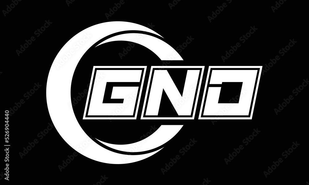 GND three-letter circle logo design. custom font black and white logo ...