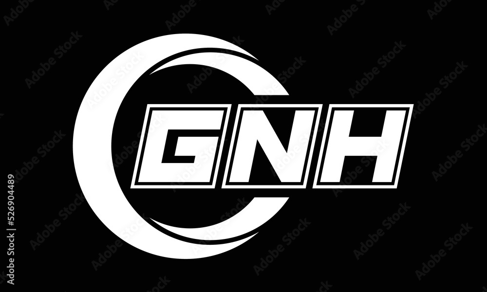 Stockvector GNH three-letter circle logo design. custom font black and ...