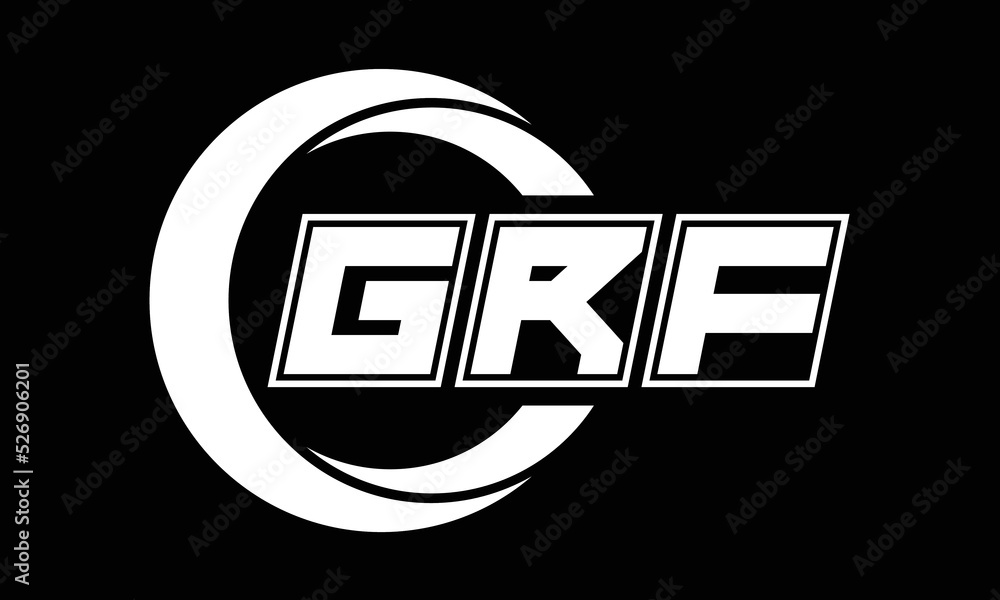GRF three-letter circle logo design. custom font black and white logo ...