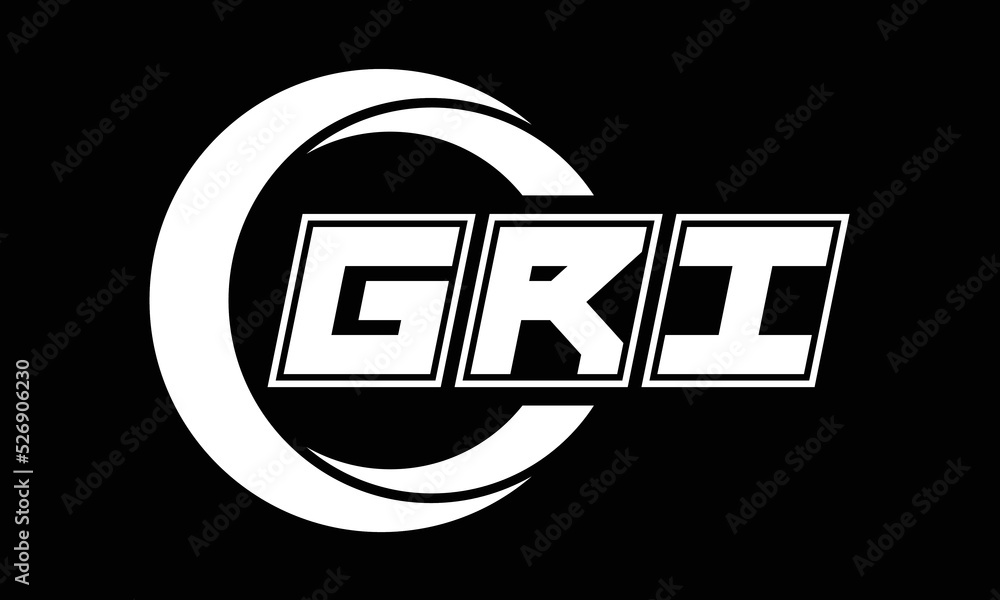 GRI three-letter circle logo design. custom font black and white logo ...