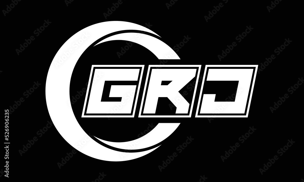 GRJ three-letter circle logo design. custom font black and white logo ...