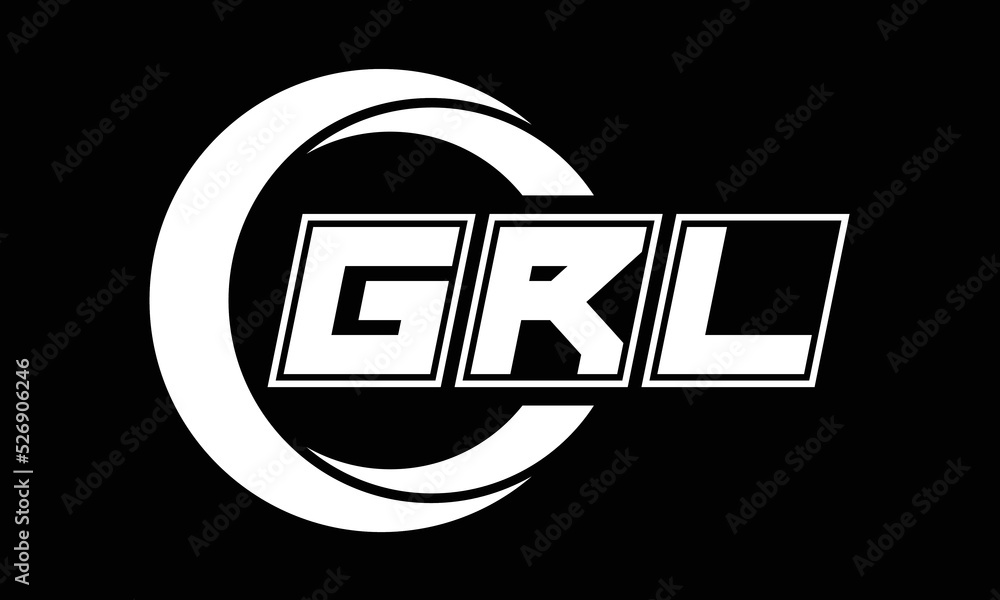 GRL three-letter circle logo design. custom font black and white logo ...
