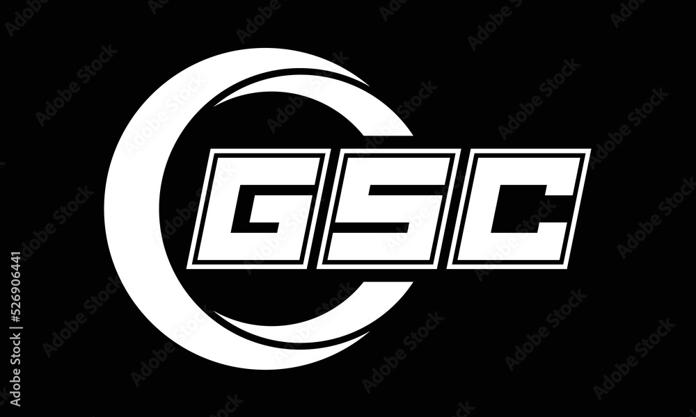 GSC three-letter circle logo design. custom font black and white logo ...