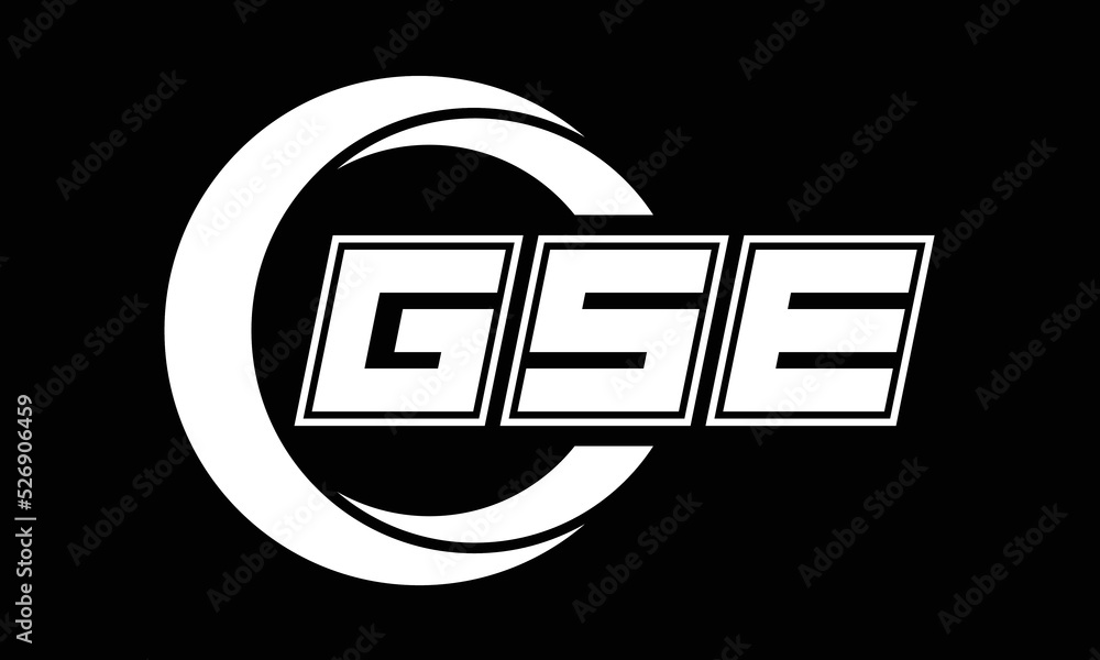 GSE three-letter circle logo design. custom font black and white logo ...