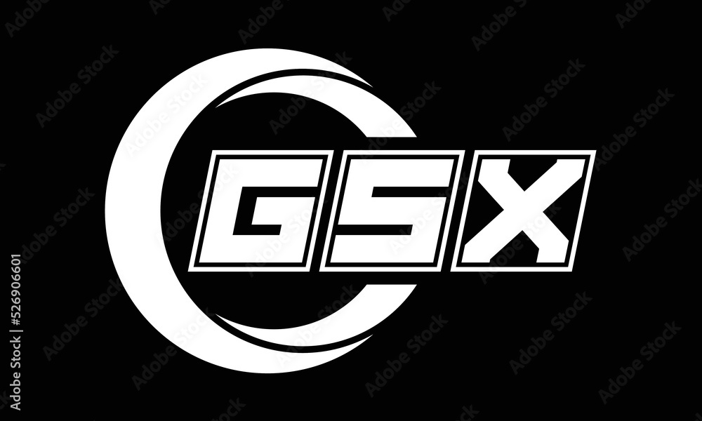 GSX three-letter circle logo design. custom font black and white logo ...