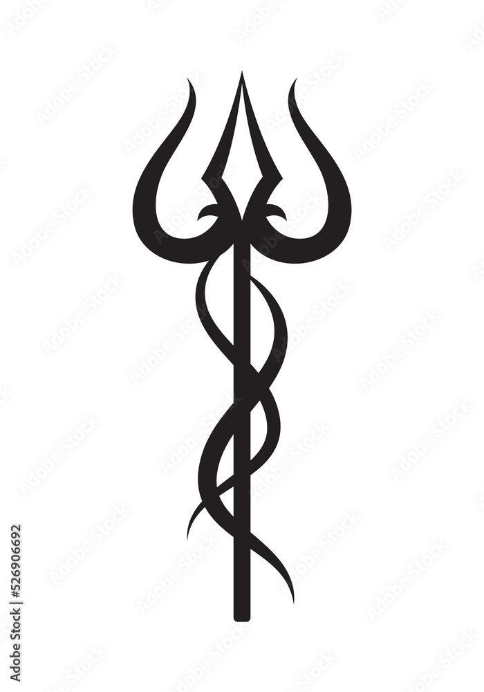 Trishool tattoo symbol vector isolated. Trident, weapon of lord shiva ...