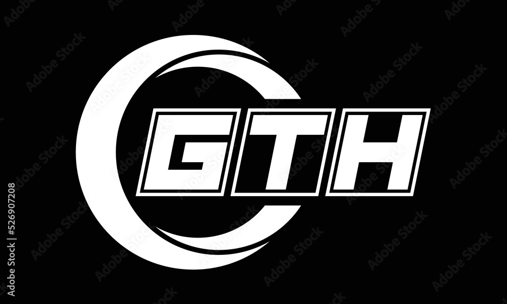 GTH three-letter circle logo design. custom font black and white logo ...