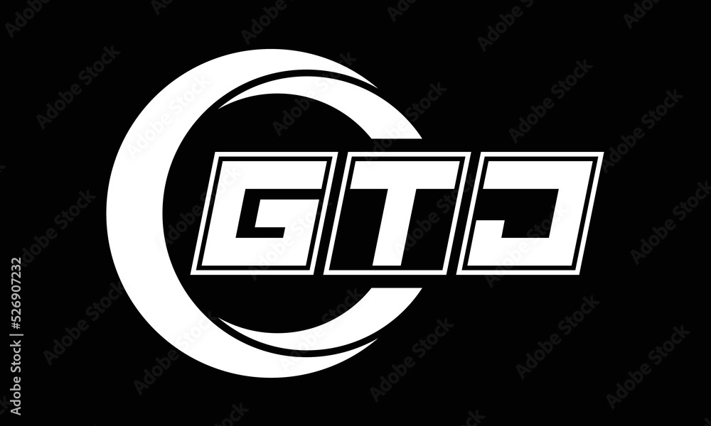 Gtj Three Letter Circle Logo Design Custom Font Black And White Logo Vector Template Abstract