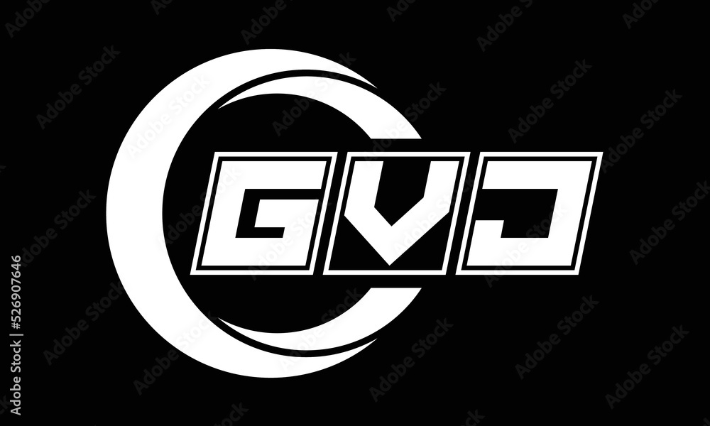 Vetor de GVJ three-letter circle logo design. custom font black and ...
