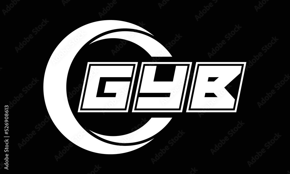 Vetor do Stock: GYB three-letter circle logo design. custom font black and white logo vector ...