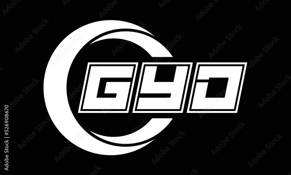 GYD three-letter circle logo design. custom font black and white logo ...