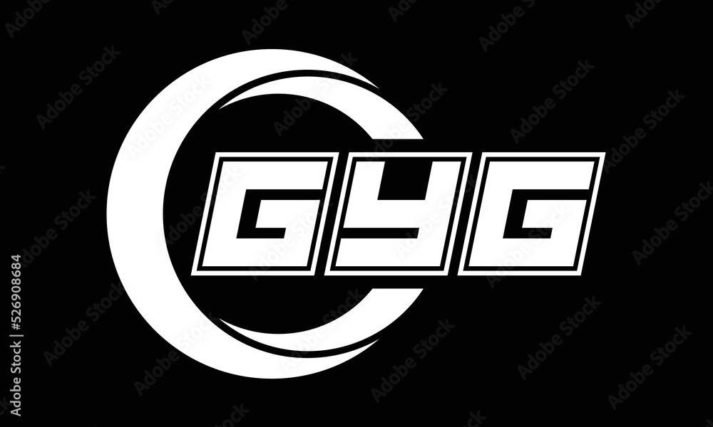 GYG three-letter circle logo design. custom font black and white logo ...