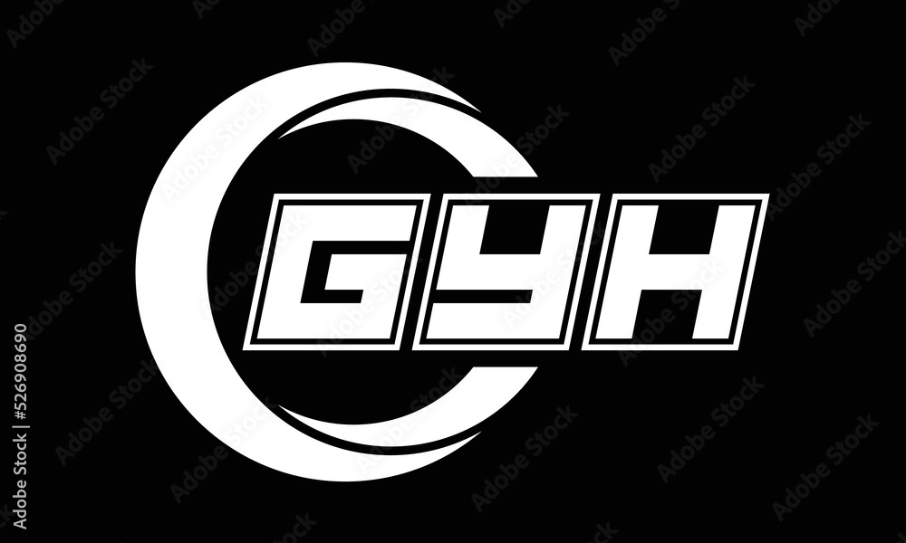 GYH three-letter circle logo design. custom font black and white logo ...