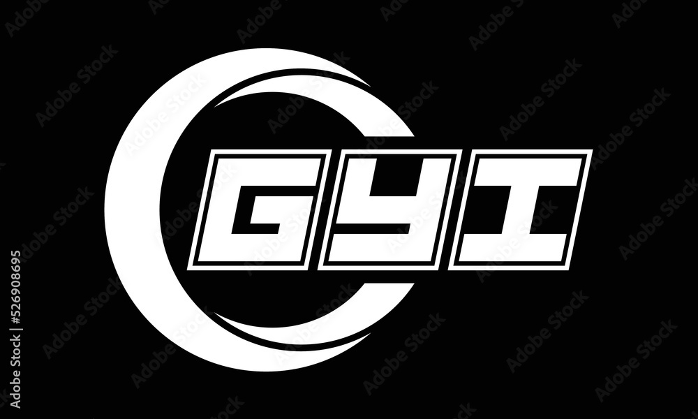 GYI three-letter circle logo design. custom font black and white logo ...