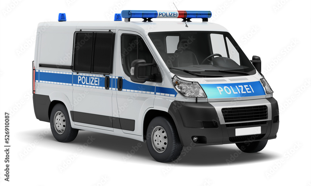 Mannschaftswagen der Polizei in der Seitenperspektive - 3D ...