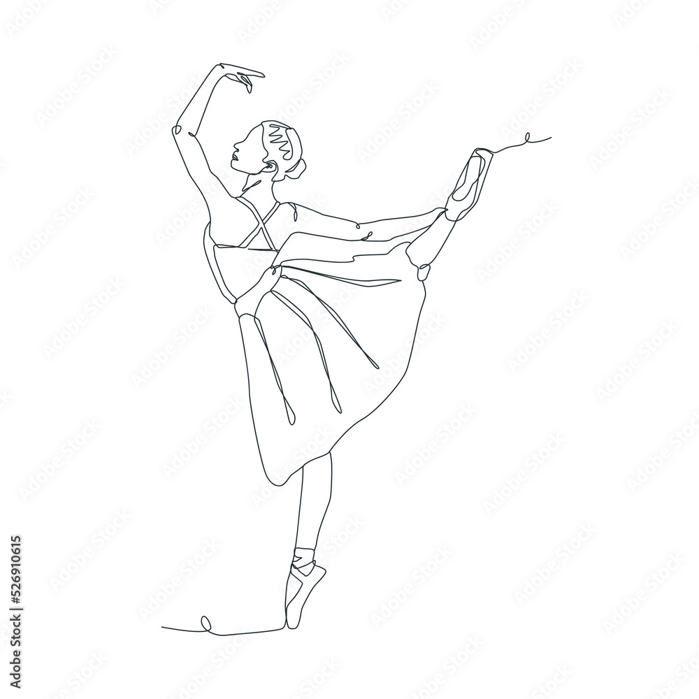 continuous line illustration of ballet dancer Stock Vector | Adobe Stock