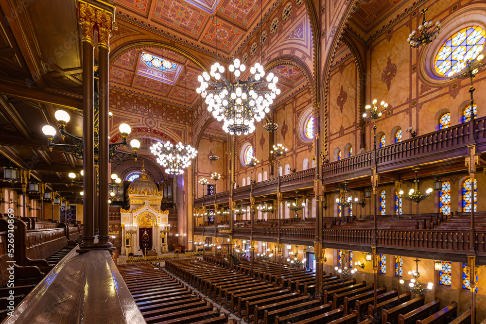 Budapest, Hungary. Inside of the Dohany street Synagogue. This is an ...