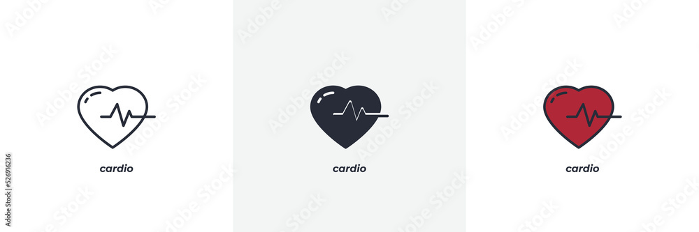 cardio icon. Line, solid and filled outline colorful version, outline ...