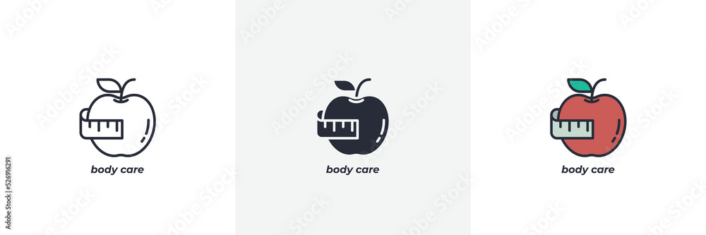 body care icon. Line, solid and filled outline colorful version ...