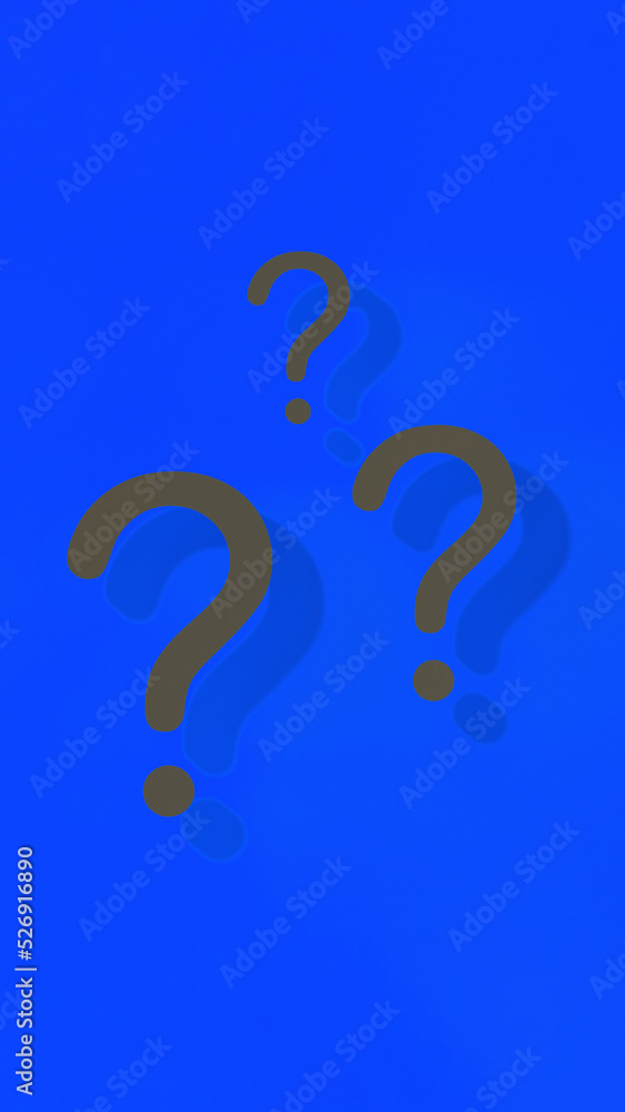 Question marks with shadow on blue background. Technical support ...