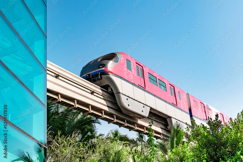 Train arrives at the Atlantis monorail station on the Palm Jumeirah in ...
