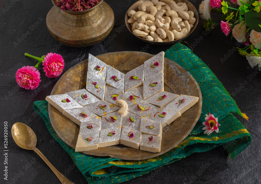 Kaju katli is a popular Indian sweet food, which is made from dry ...