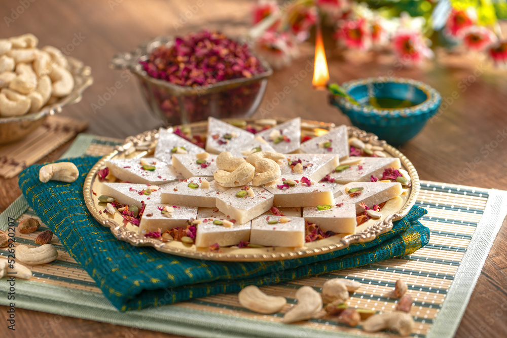 Kaju katli is a popular Indian sweet food, which is made from dry ...