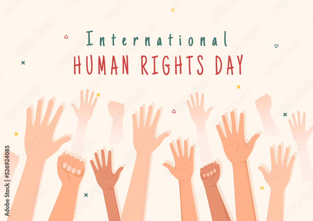 Human Rights Day Template Hand Drawn Flat Cartoon Illustration with ...