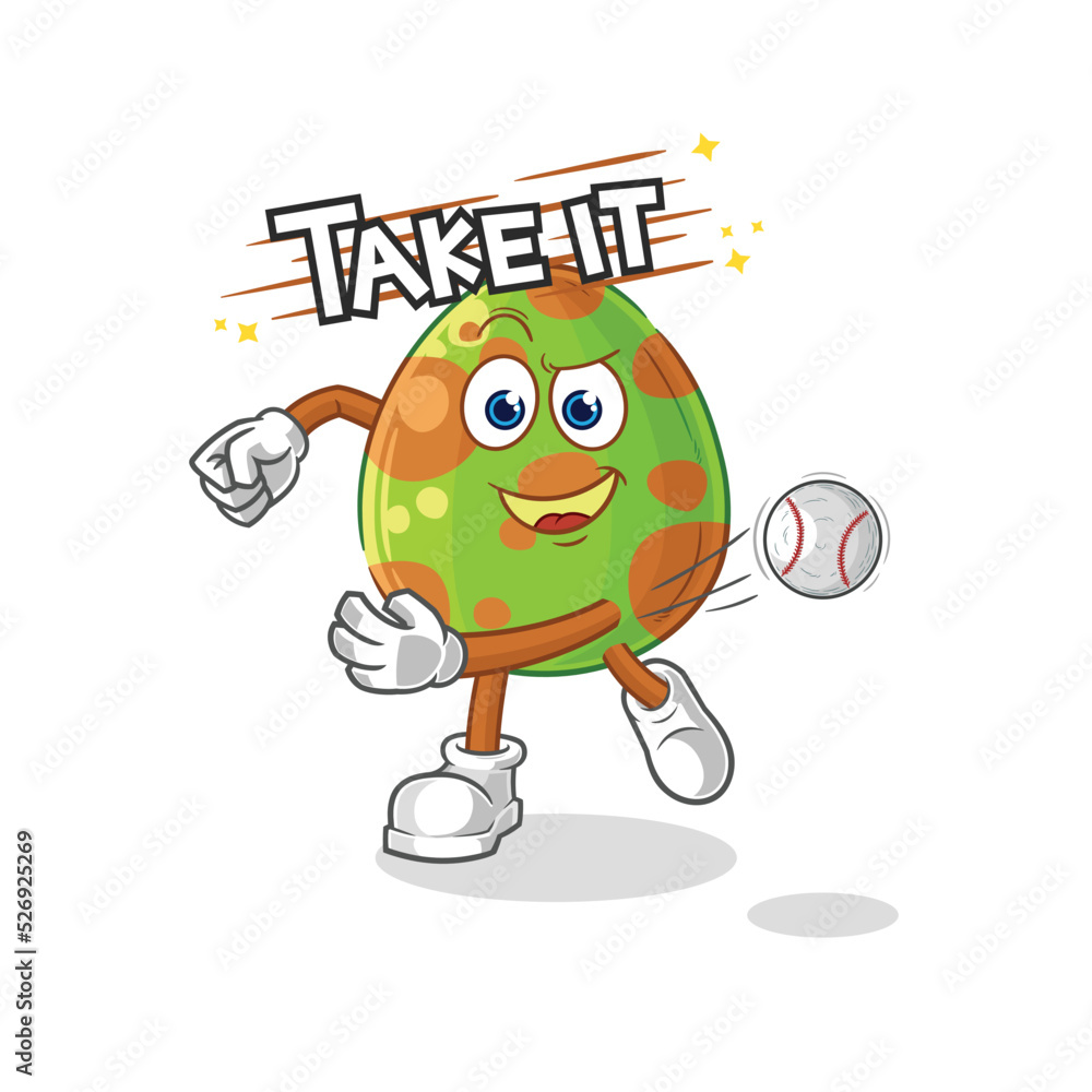dinosaur egg throwing baseball vector. cartoon character Stock Vector ...