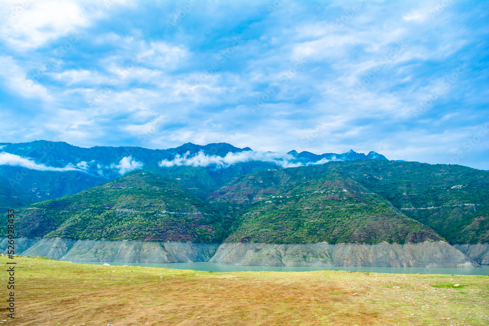 Tehri lake surrounded by mountains in Uttarakhand, india, Tehri Lake is ...