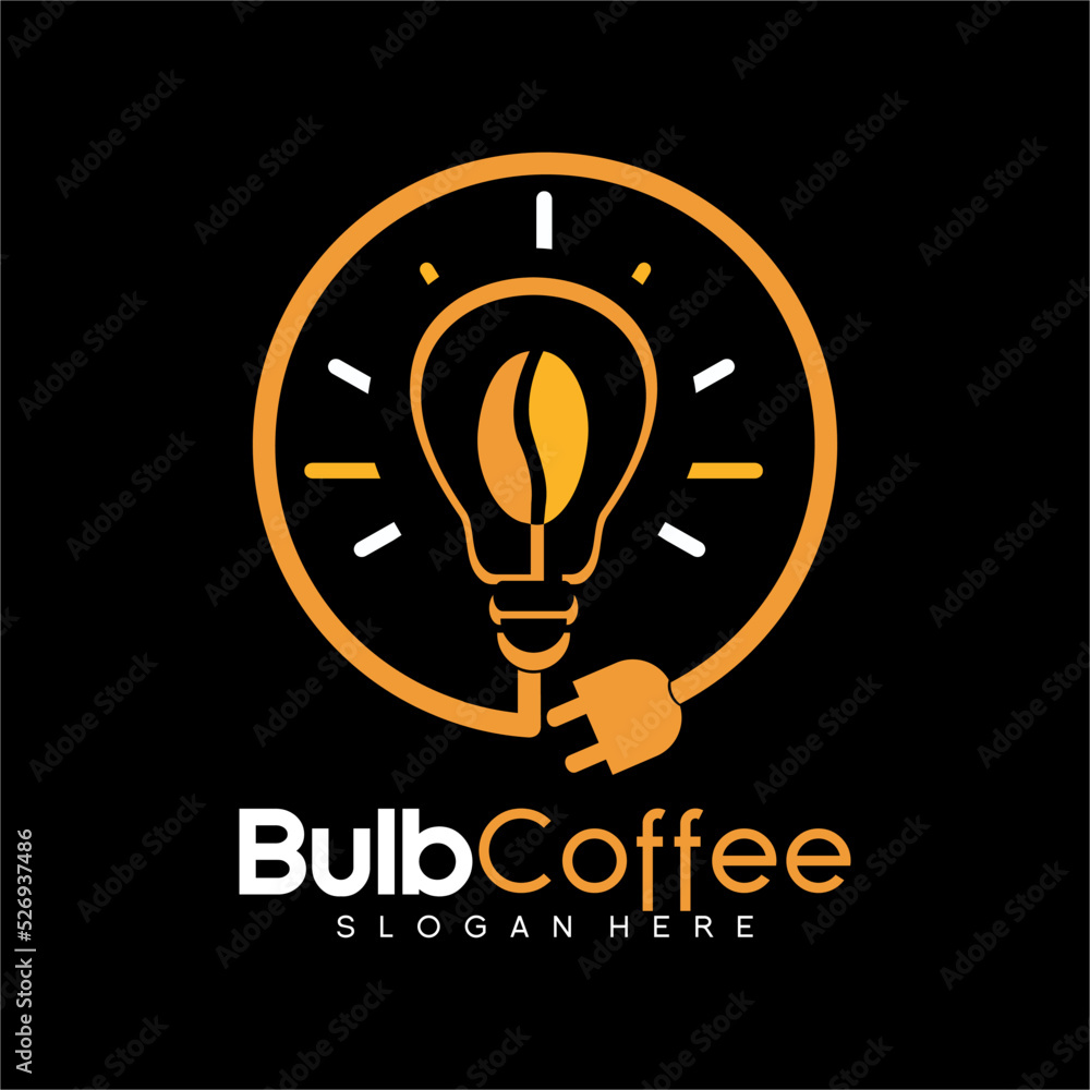 Vector logo design coffee beans with a light bulb concept. This logo ...
