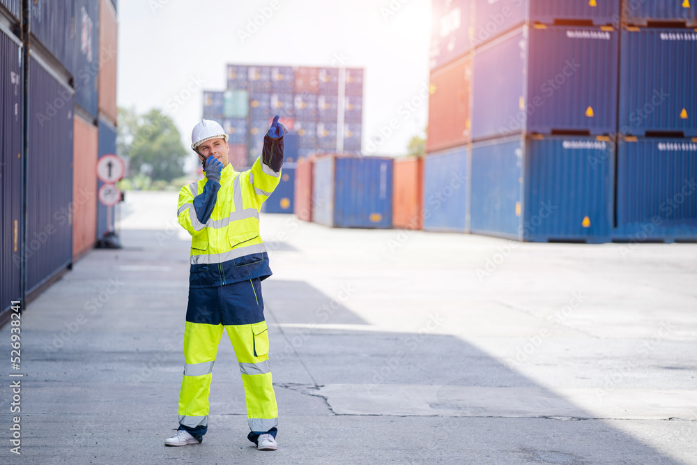 Engineer check goods and stock in industrial container terminal,Quality ...