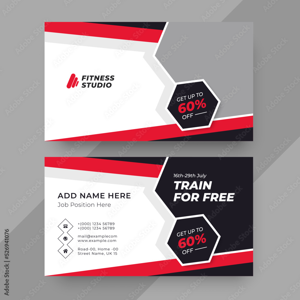 Fitness business card design, VIsiting card for training, Gym business ...