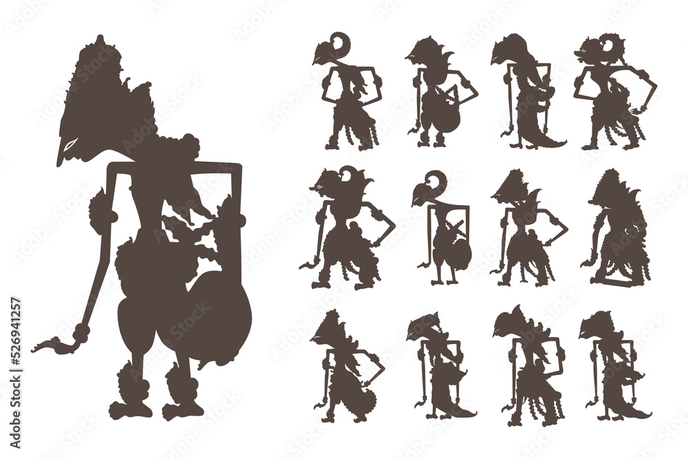 vector indonesia Wayang Silhouettes on white background Stock Vector ...