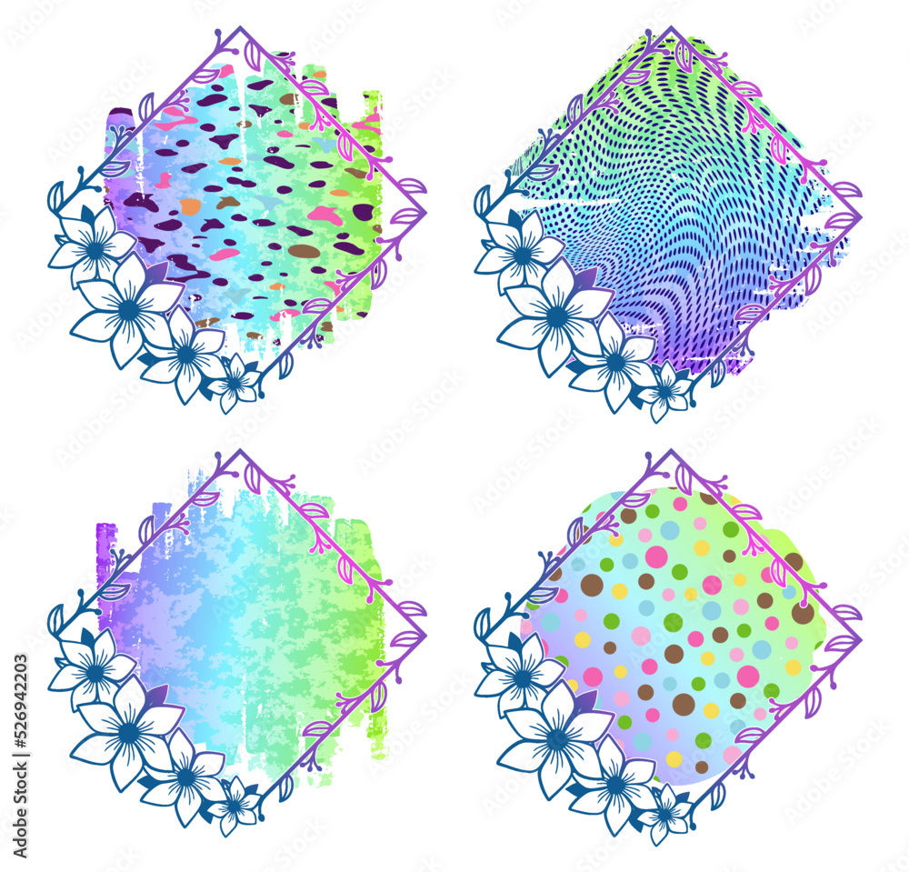 Floral Frame Set Design Vector, Flower Frame Set Design Vector Stock ...