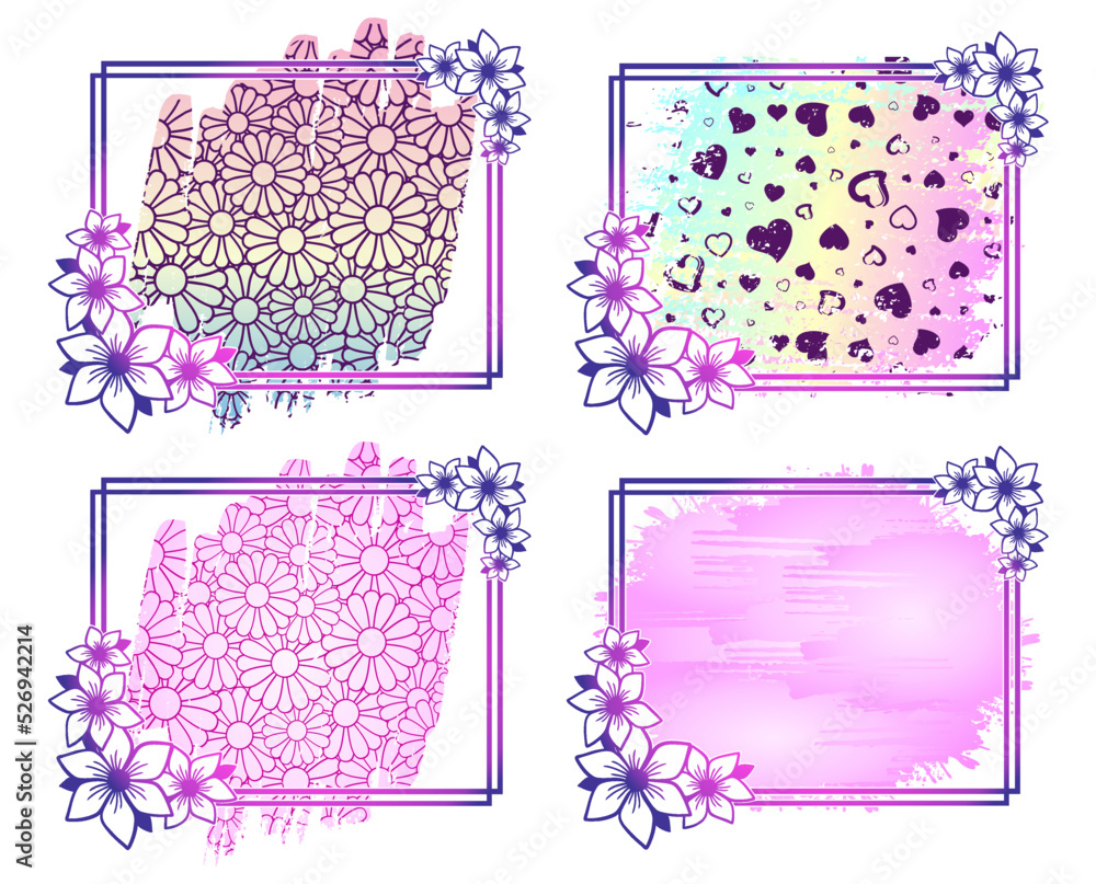 Floral Frame Set Design Vector, Flower Frame Set Design Vector Stock ...