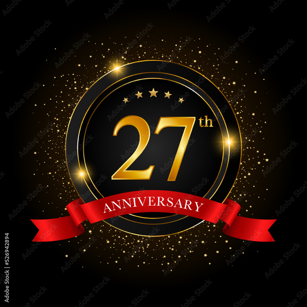 27th Anniversary. Golden anniversary celebration template design ...