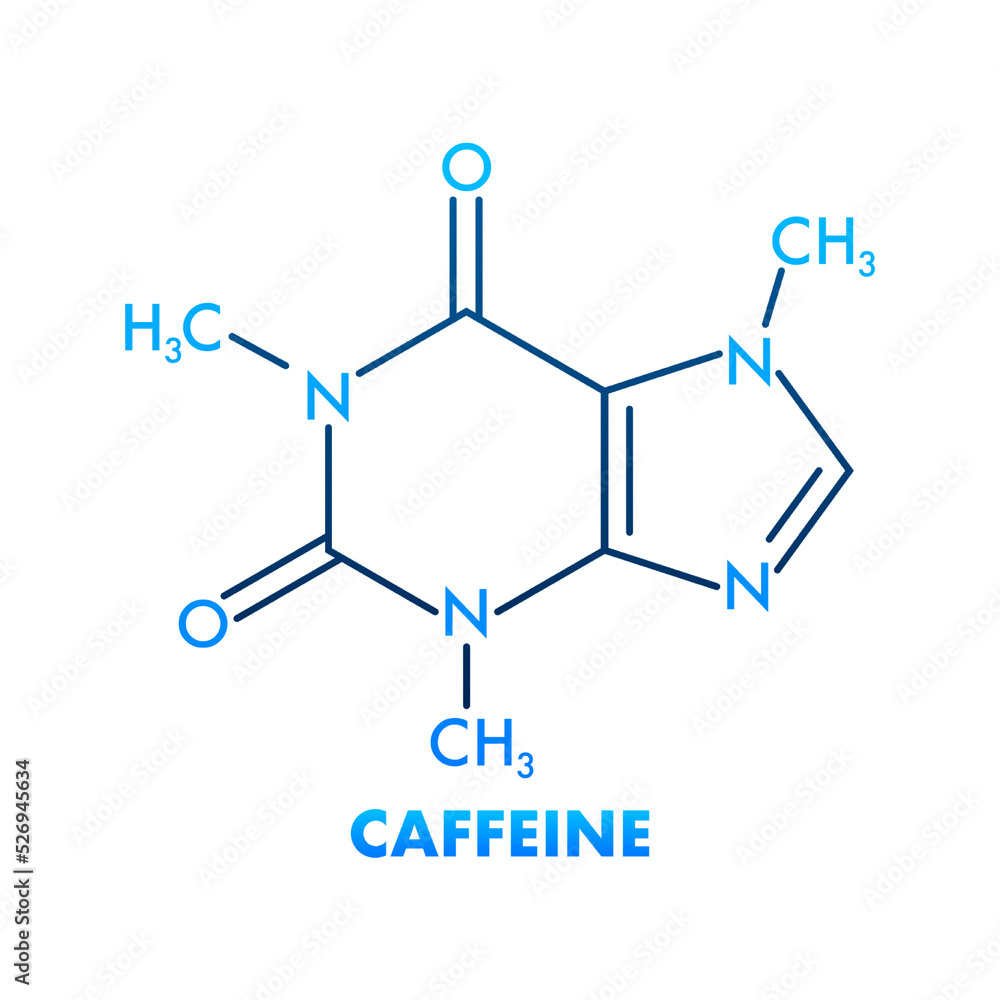 Sketch illustration with caffeine formula. Sketch vector illustration ...