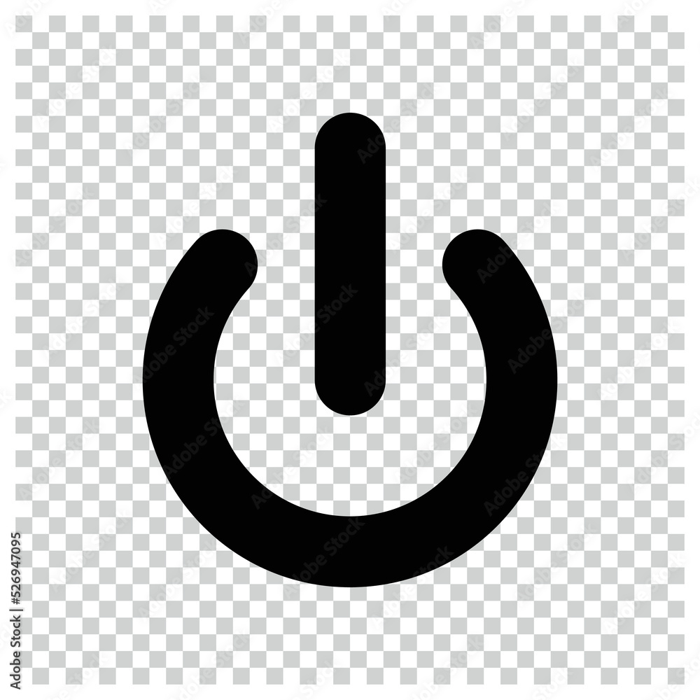 Button On White Background Power Switch Button With Turn On Off Icons And Shut Down Symbols In