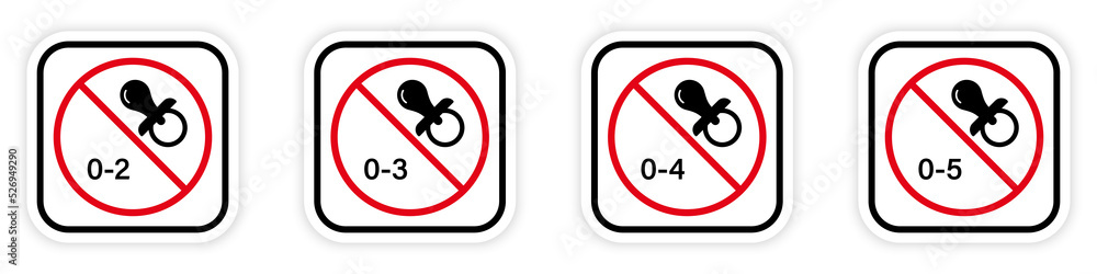 Toy Not Suitable for Kid Black Silhouette Icon Set. Forbid Pacifier ...