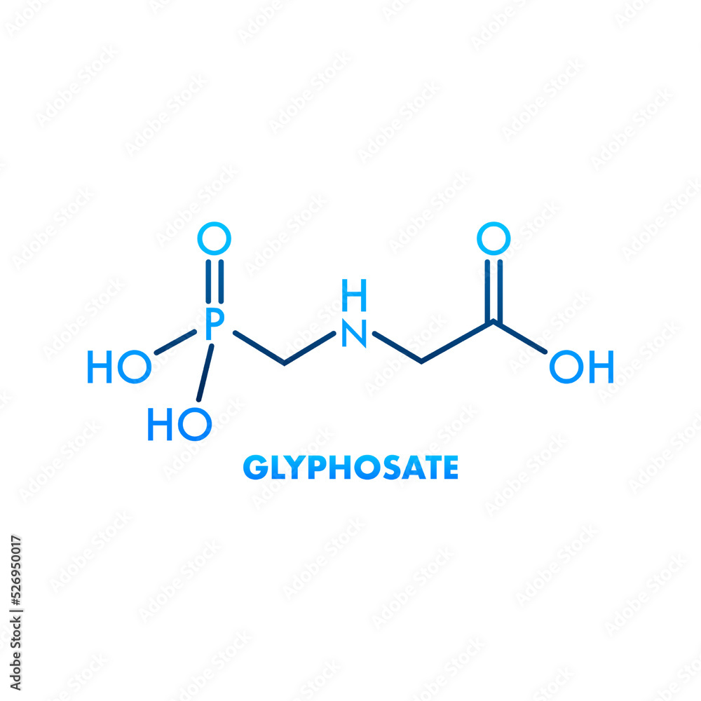 Glyphosate formula. Glyphosate herbicide molecule. Vector illustration ...