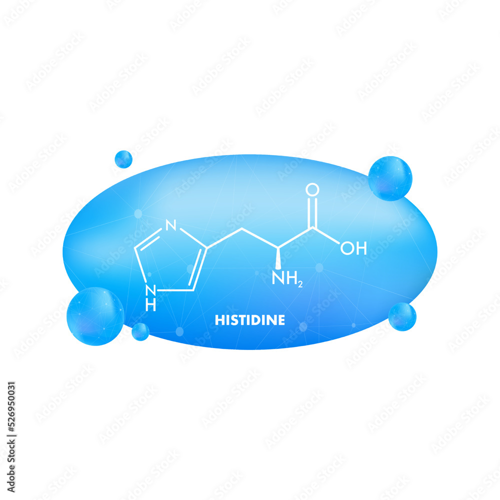 Histidine l-histidine, his, H amino acid molecule. Vector illustration ...