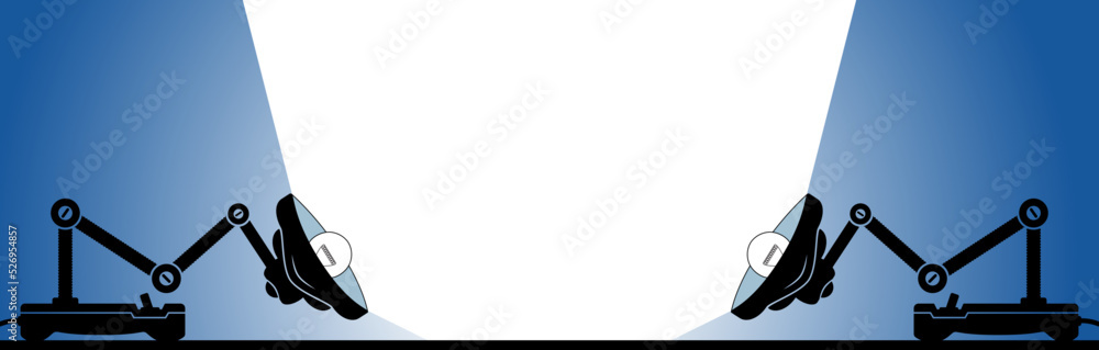 Two office lamps with bulb and light ray vector illustration. Business ...