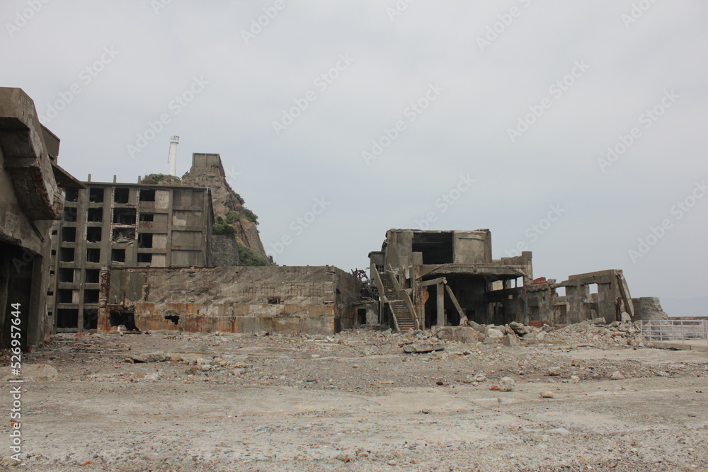 Zdjęcie Stock: Ancient destroyed buildings in an Island. Ruins at ...